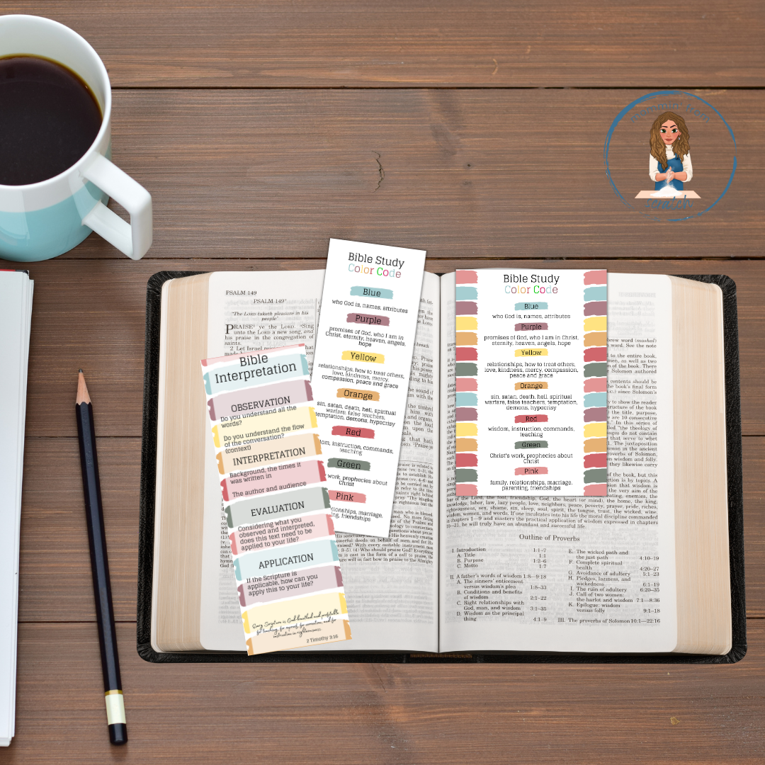 Printable Bible Study Color Code & Bible Study Color Code Bookmark *Di ...