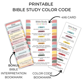 Printable Bible Study Color Code & Bible Study Color Code Bookmark *Di ...